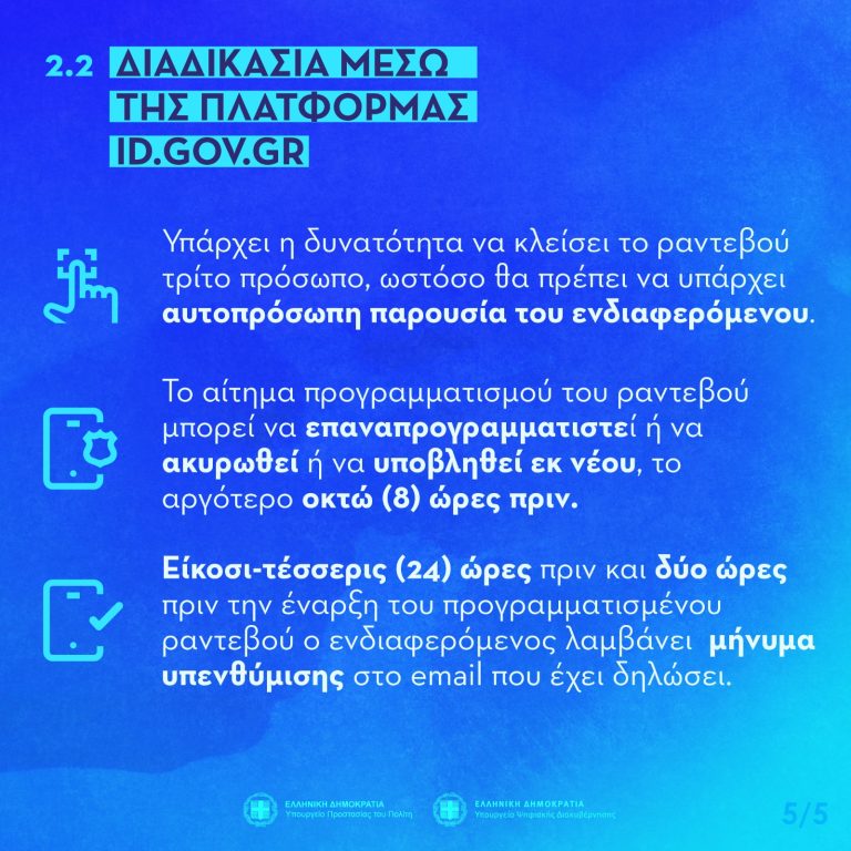 id.gov.gr – Τη Δευτέρα 25/9 ανοίγει η πλατφόρμα για τον προγραμματισμό ...